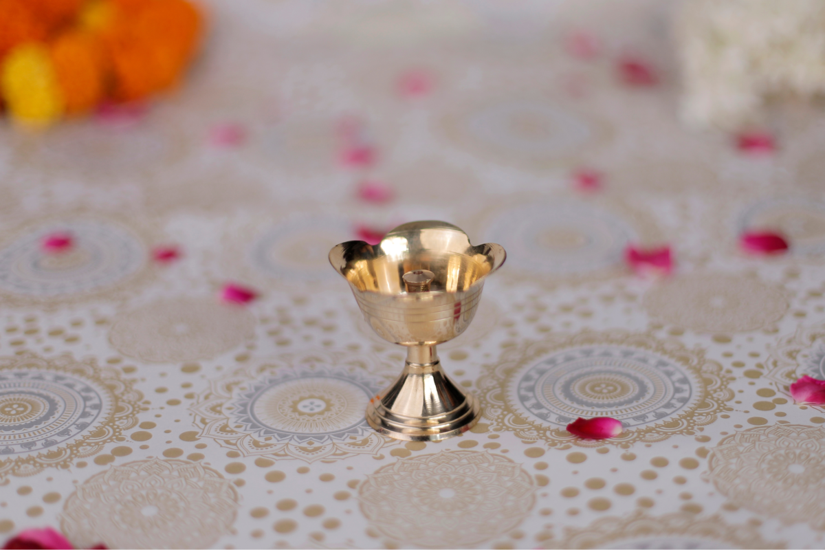 Aatm 2.5-Inch Brass Handicraft Rose Shape Diya for Pooja and Home Decor ...